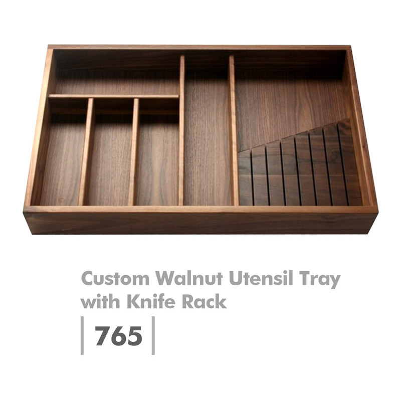 Custom Walnut Utensil Tray with Knife Rack - Elite, Langley